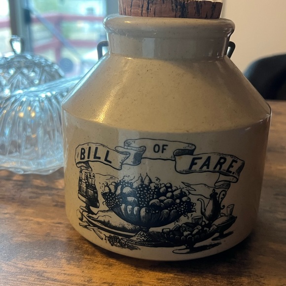 Dining | Vintage Bill Of Fare Ceramic Jar | Poshmark